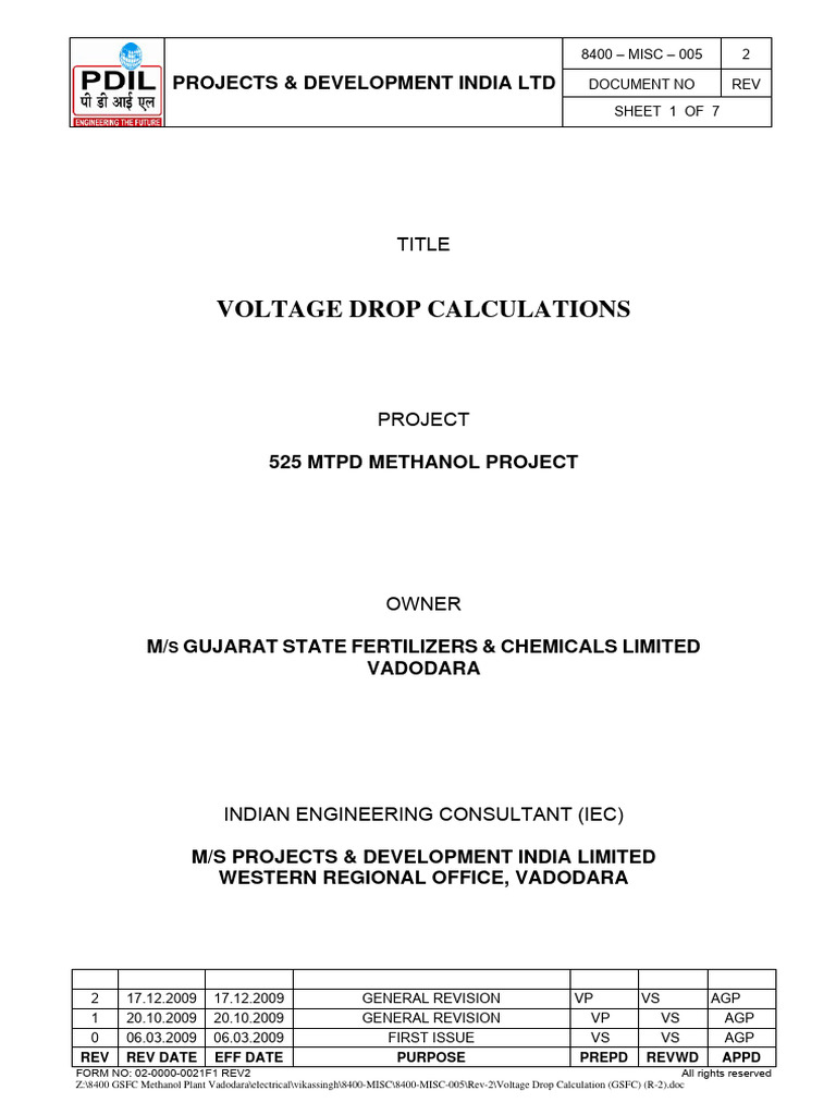Voltage Drop Calculation | PDF | Transformer | Electric Power Distribution