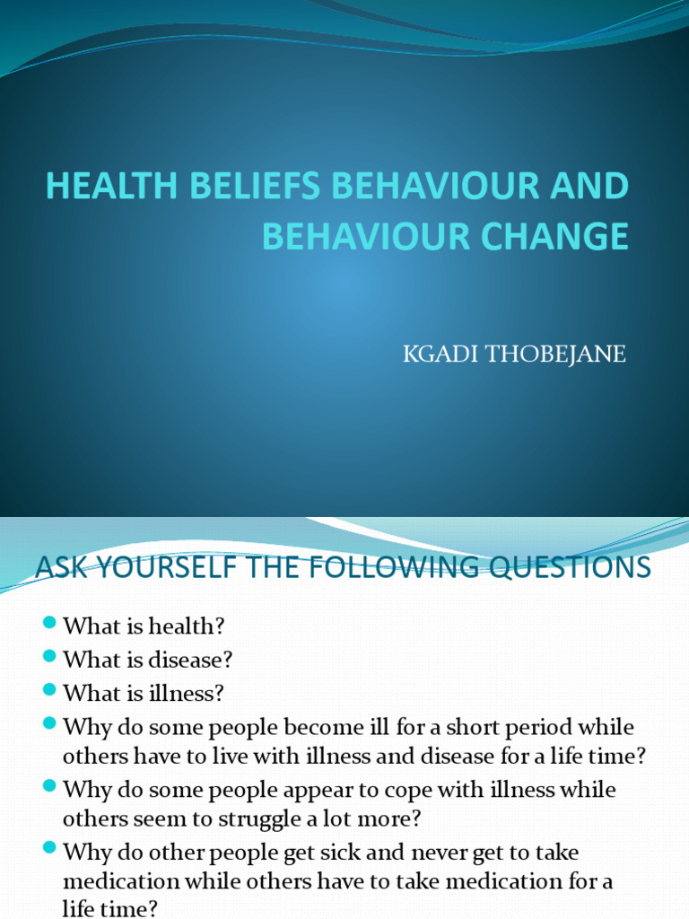 Health Beliefs Behaviour and Behaviour Change Models | PDF | Motivation ...