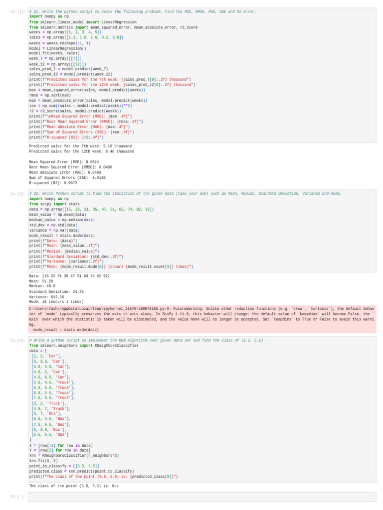 Lab Assignment 2 | PDF | Mean Squared Error | Errors And Residuals