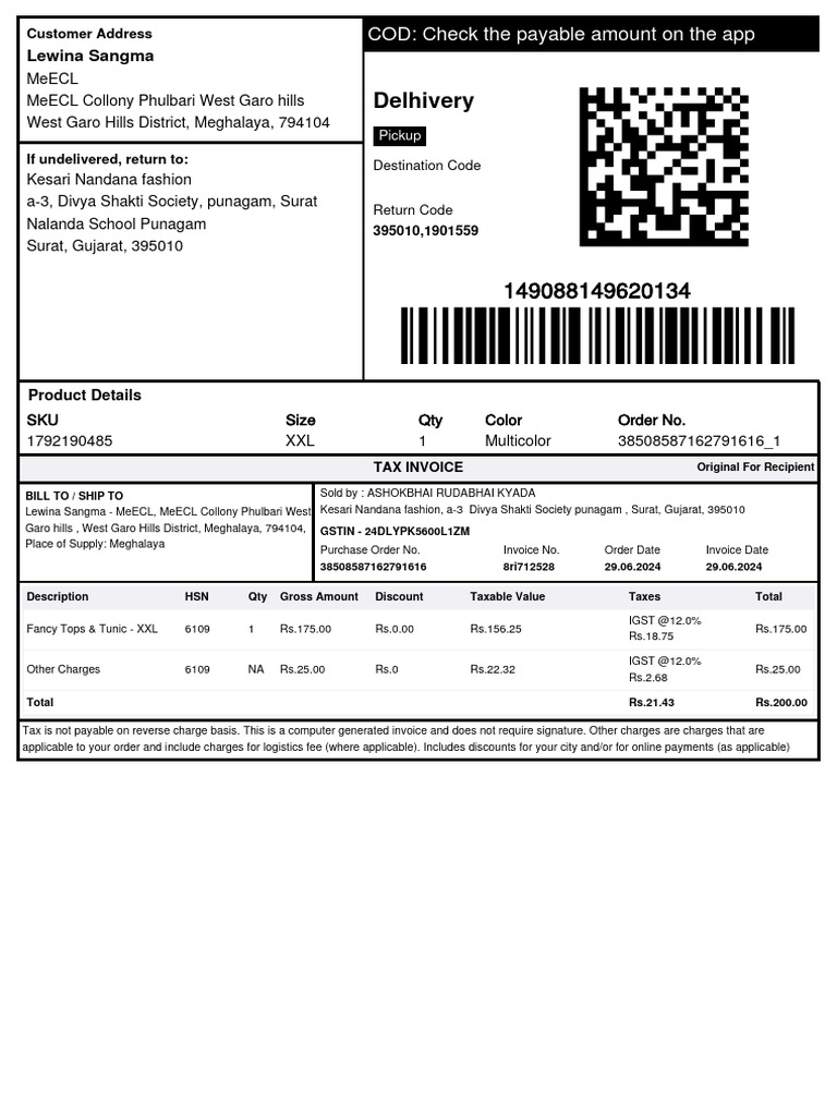 Sub Order Labels | PDF | Invoice | Taxation