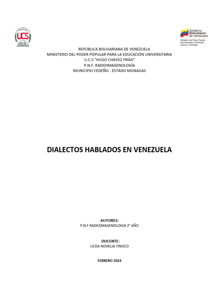 DIALECTOS HABLADOS EN VENEZUELA | PDF | Dialecto | Lengua española