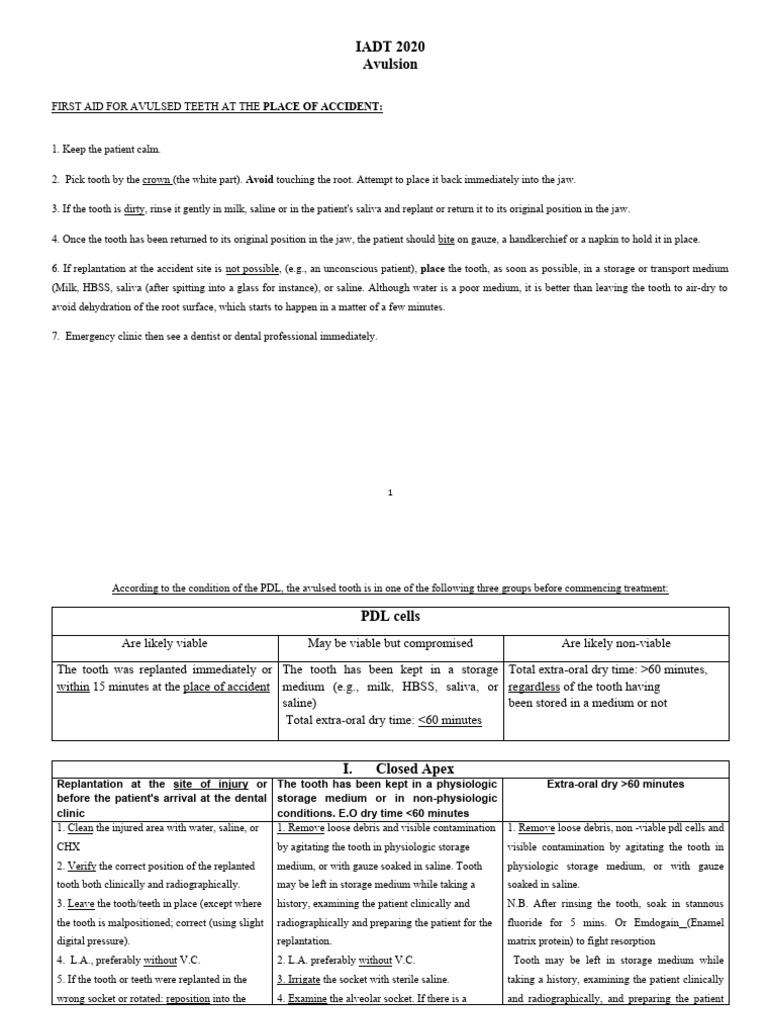 Avulsion | PDF | Animal Anatomy | Dentistry Branches