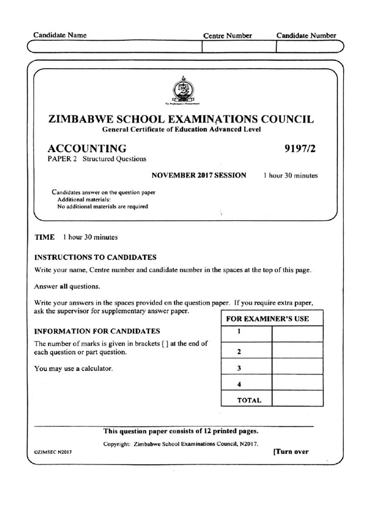 A-levels Accounting 2017 | PDF