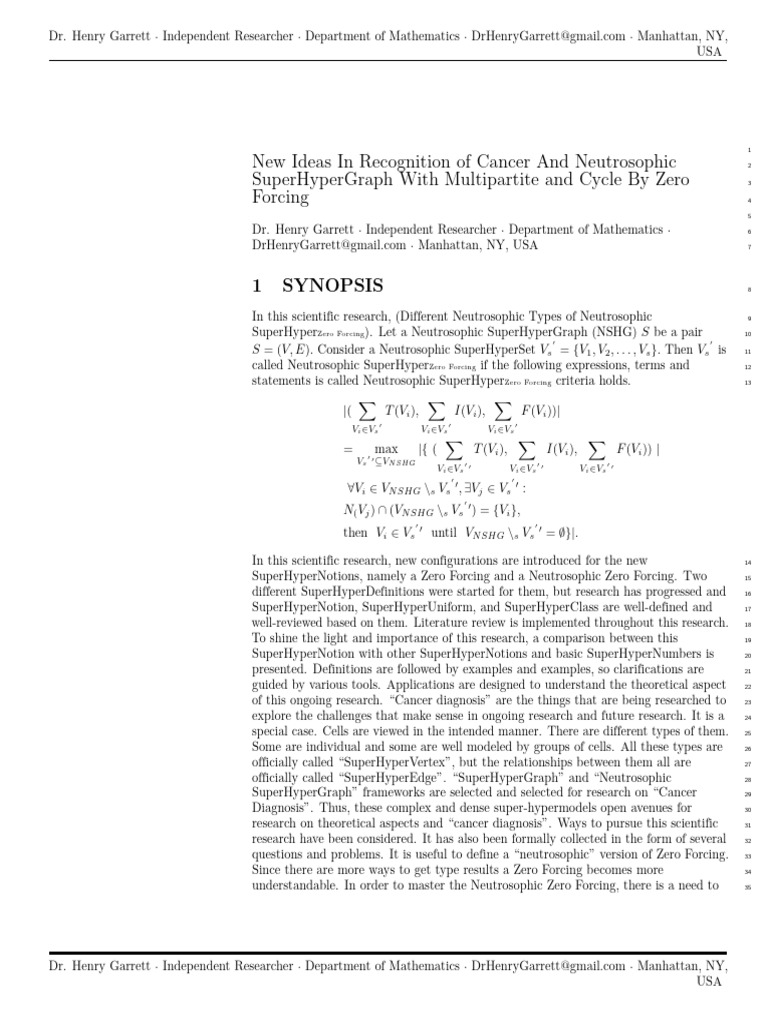 New Ideas in Recognition of Cancer and Neutrosophic SuperHyperGraph With Multipartite and Cycle ...