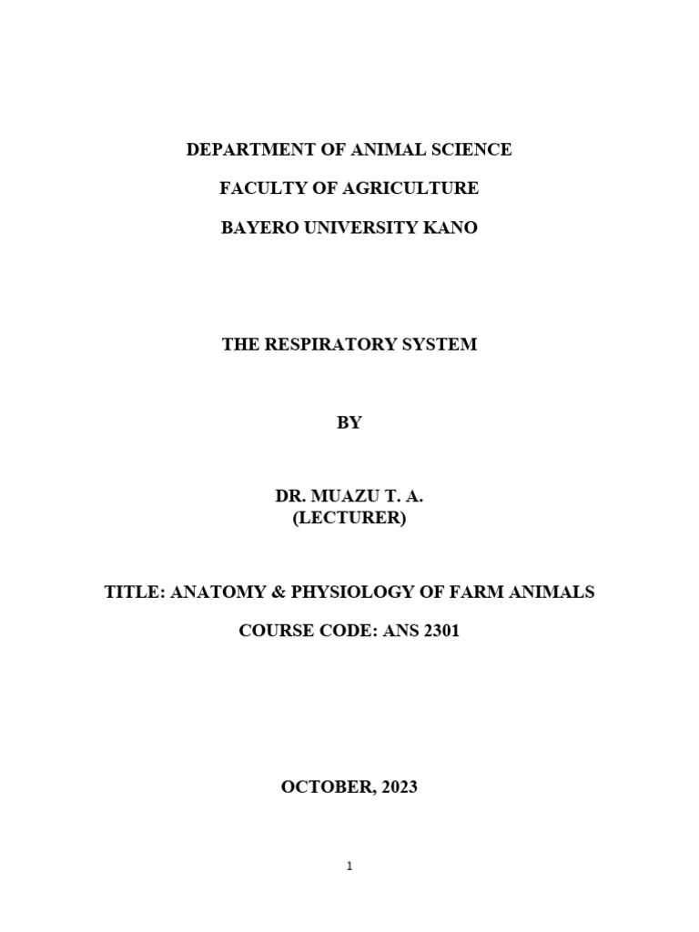 The Respiratory System of Farm Animals | PDF | Respiratory Tract ...