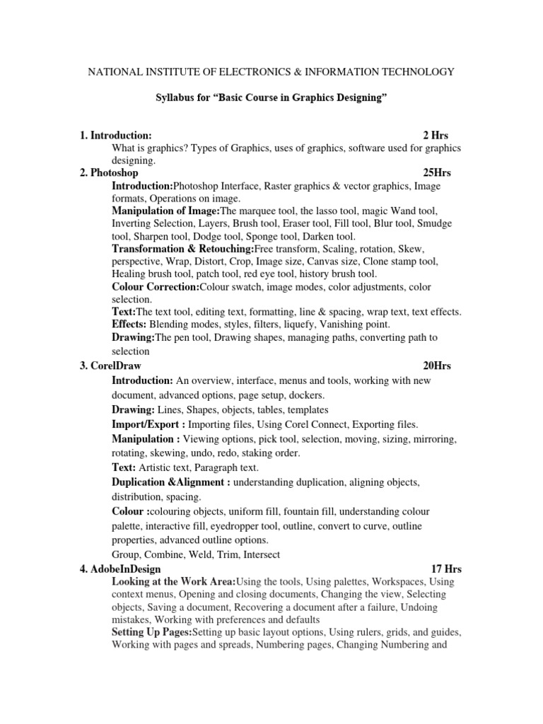 Graphics Design Course Syllabus Overview | PDF | Adobe Photoshop ...