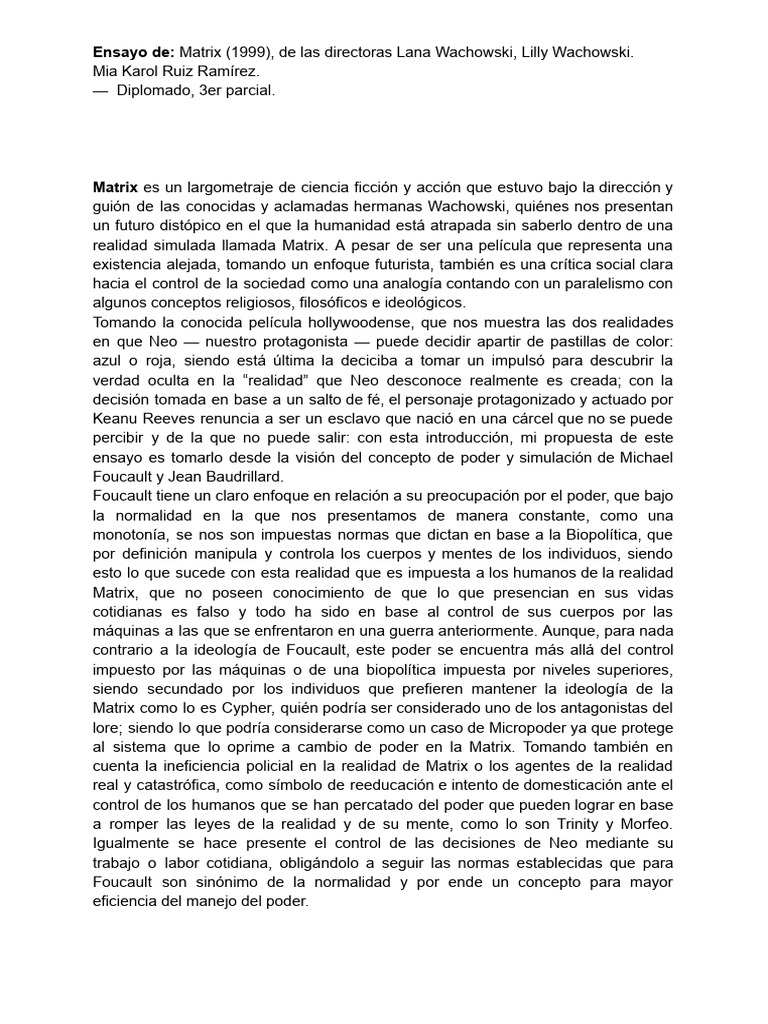 Matrix, Mia Ramírez | PDF
