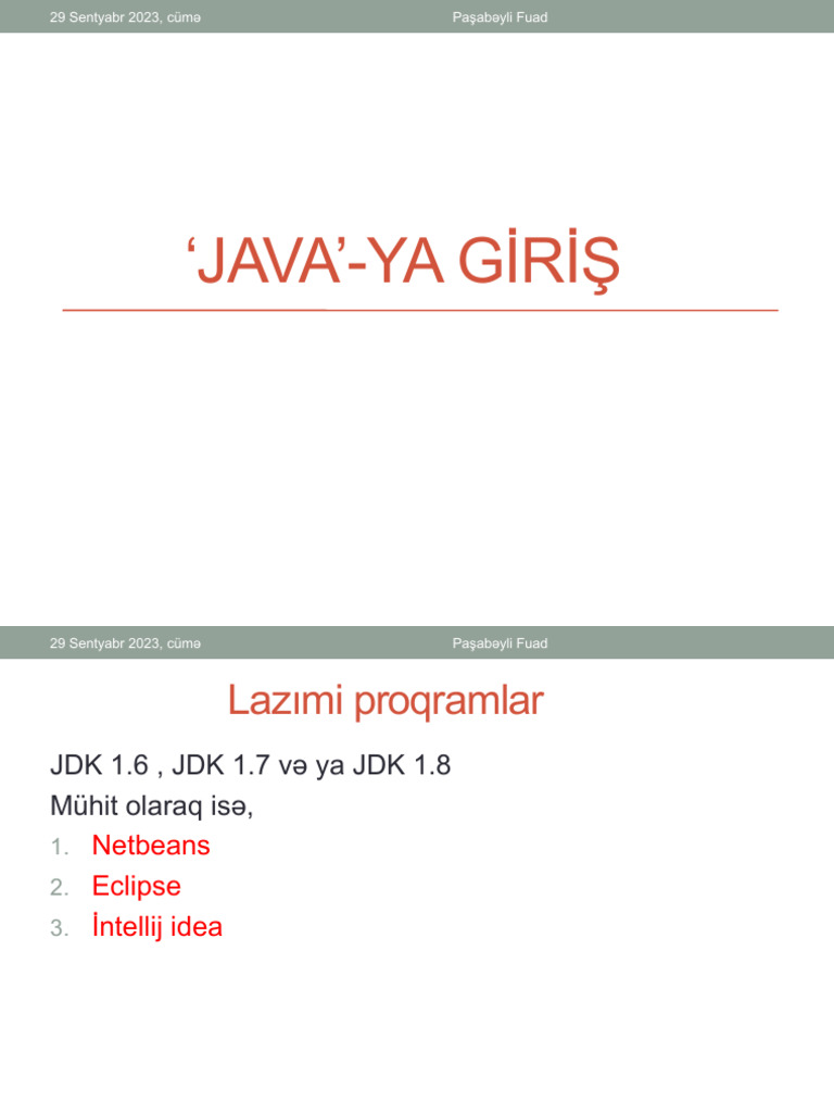 Java 1-Ci Ders | PDF