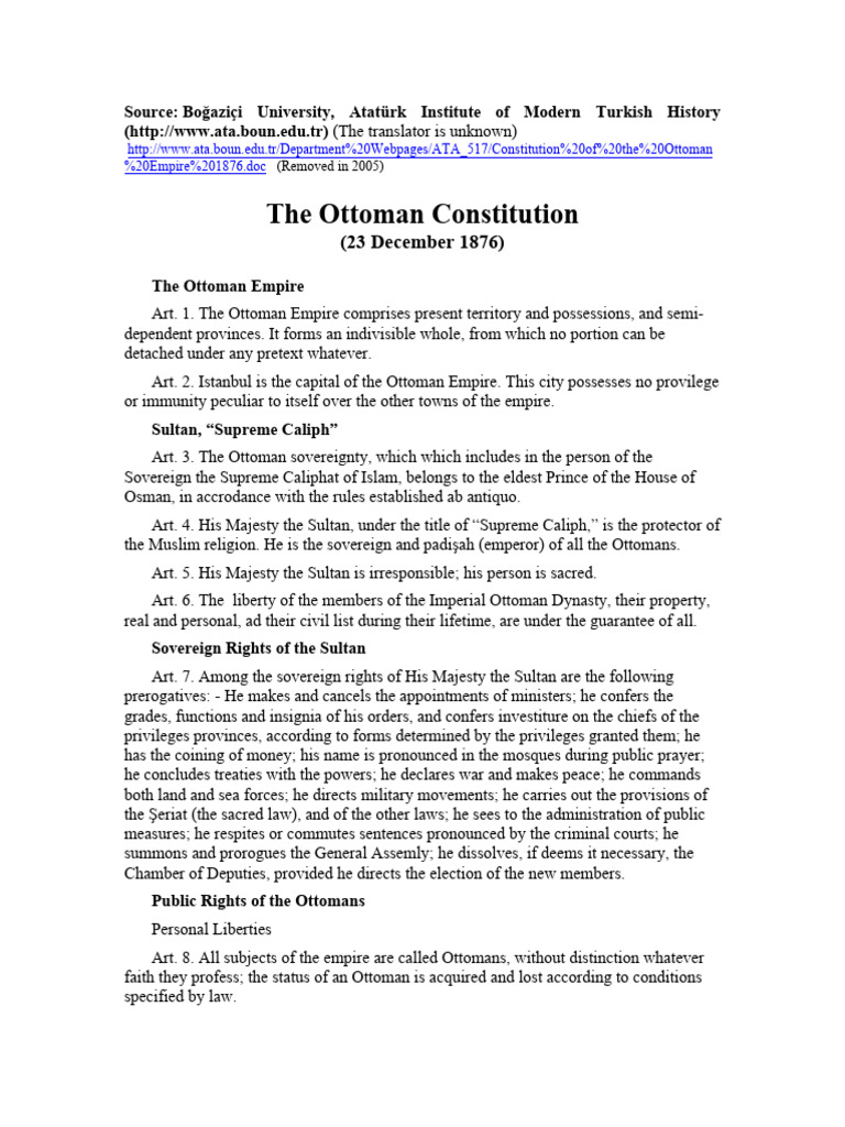Brown 01 Ottoman Constitution | PDF | Ottoman Empire | United States Senate