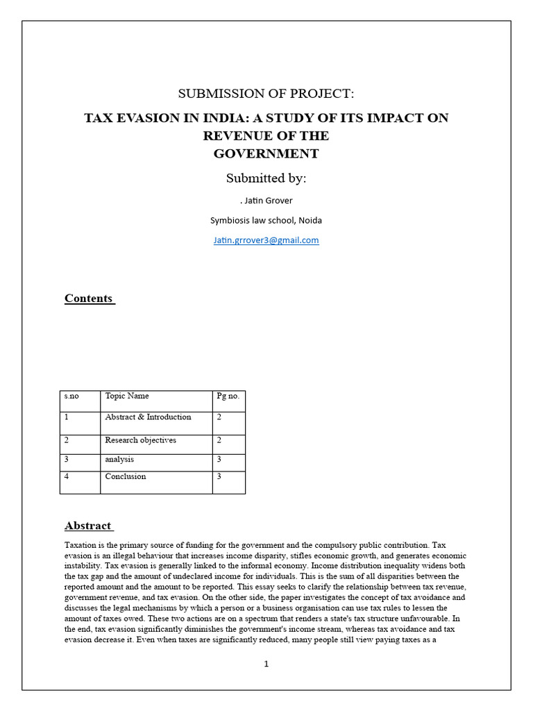 Tax Evasion's Impact on India's Revenue | PDF | Taxes | Tax Noncompliance