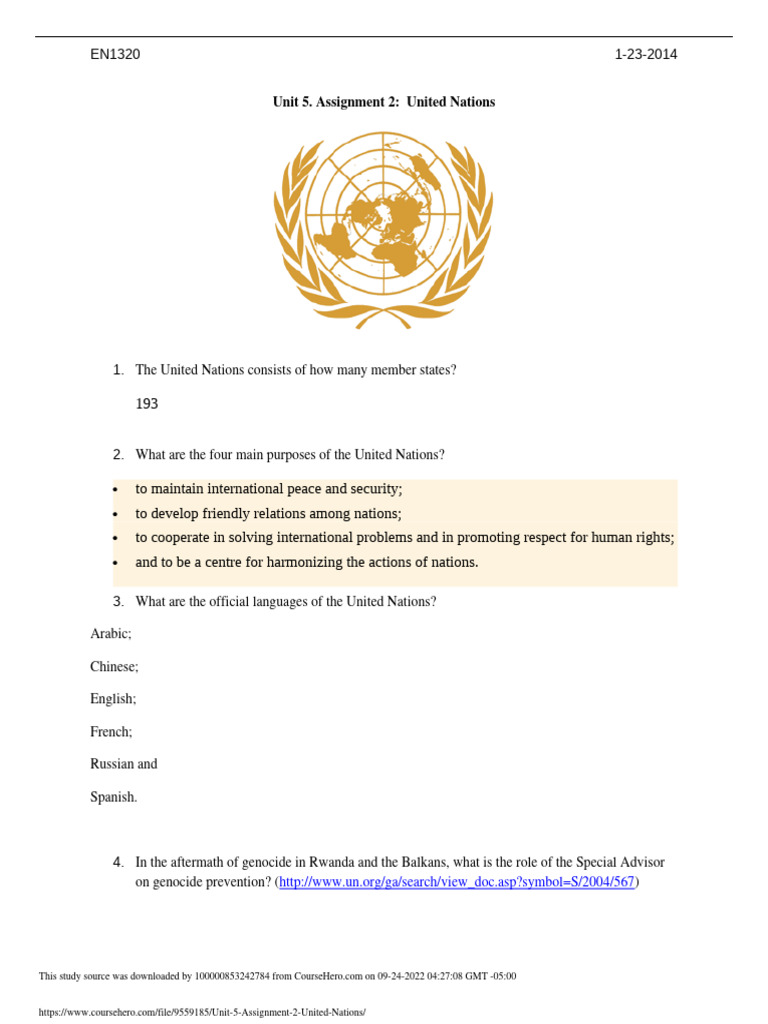 Unit 5. Assignment 2. United Nations | PDF | Natural Disasters | Emergency Management