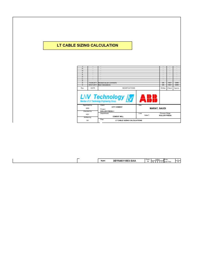 Lt Cable Sizing Selection Table | PDF | Electrical Resistance And Conductance | Electrical ...