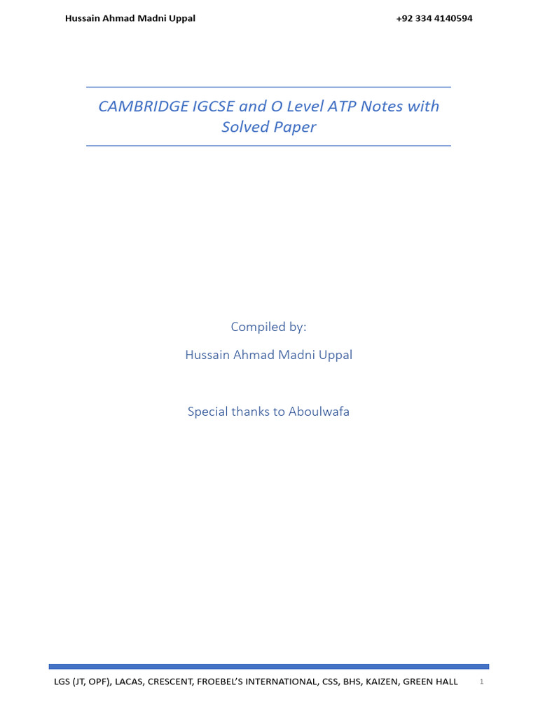 IGCSE ATP Exam Notes by Hussain Madni | PDF | Significant Figures ...