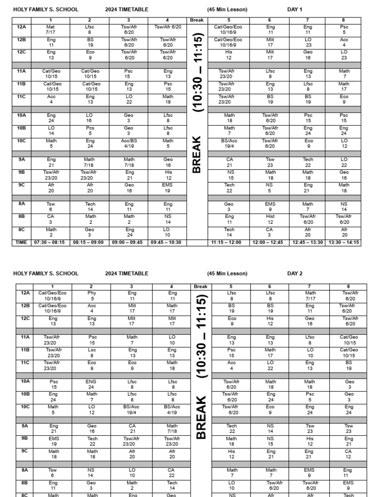 Latest 2024 Timetable-1 | PDF