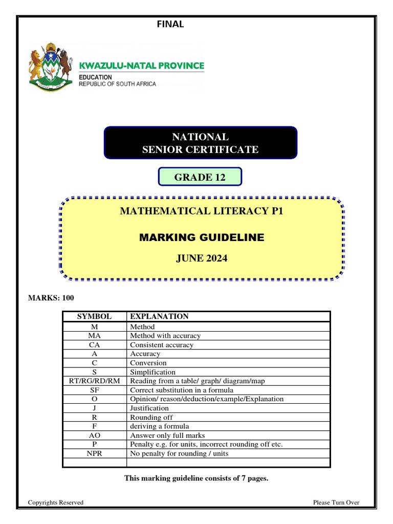 Grade 12 Maths Lit MG June p1 Final (03 June 2024) | PDF | Accuracy And ...