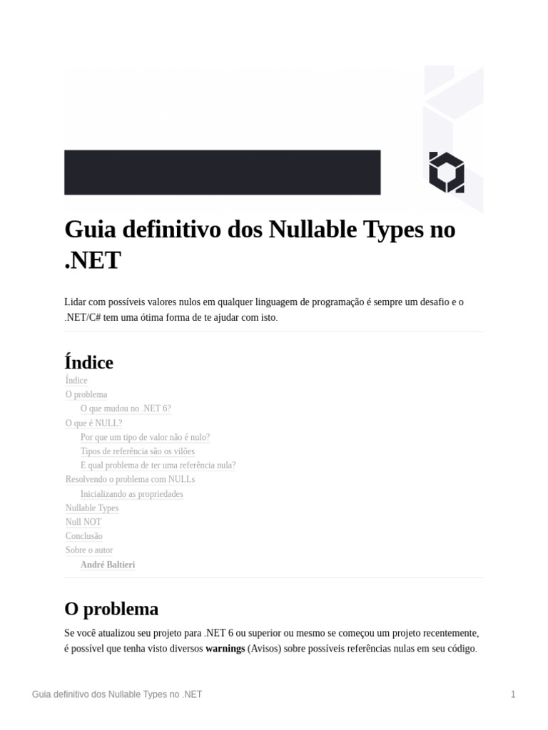 Guia Definitivo Nullable Types Dotnet | PDF | C Sharp (linguagem de ...