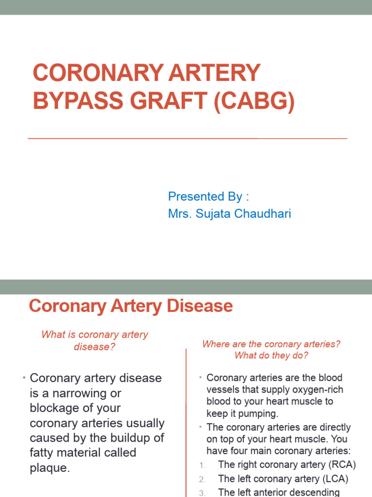 PPT ON CABG (1) | Download Free PDF | Coronary Artery Bypass Surgery ...