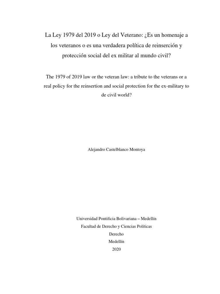Ley 1979 Del 2019 o Ley Del Veterano | PDF | Perdón | Constitución