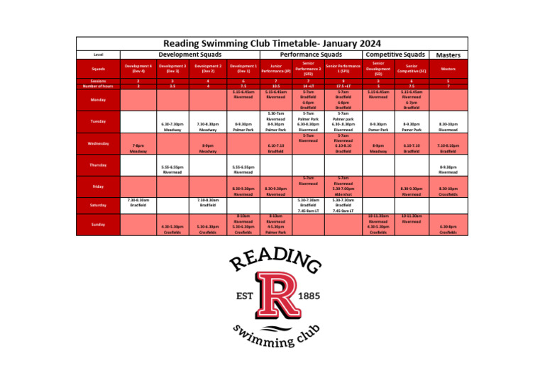 Reading Timetable January 2024 - 231212 - 003624 | PDF