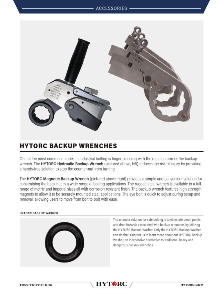 HYTORC-Backup Wrench-Cut Sheet | PDF | Backup | Screw