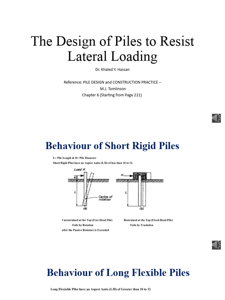 Presentation1 Laterally Loaded Piles | PDF | Stiffness | Deep Foundation