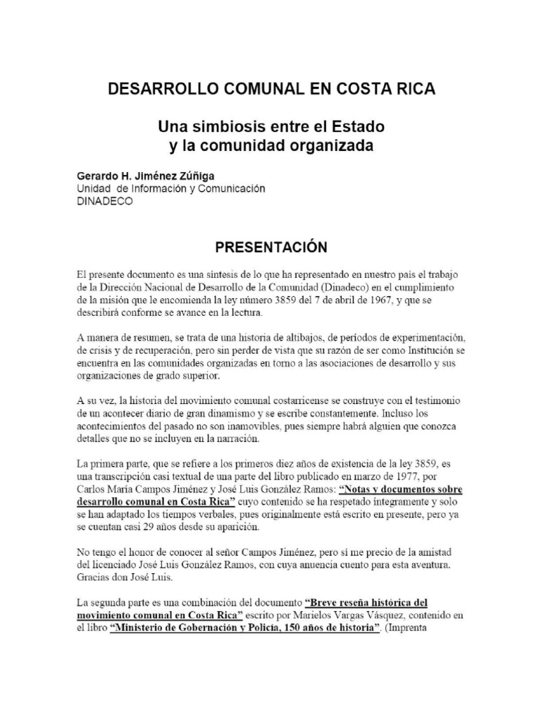 Desarrollo Comunal en CR | PDF
