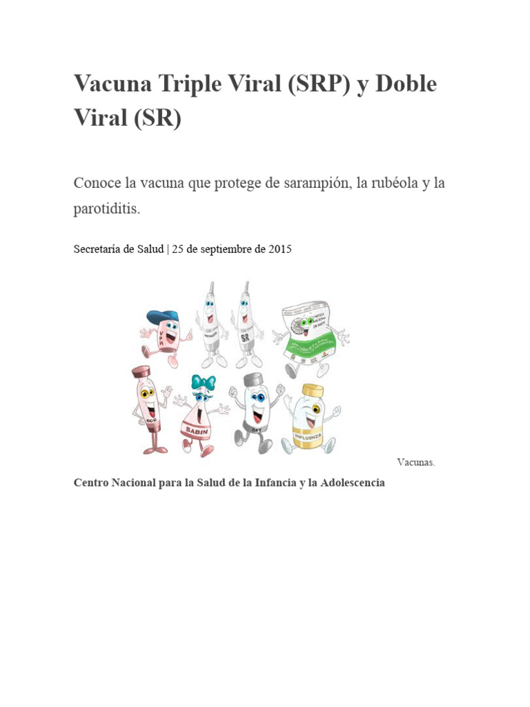 Aplicación y Dosis de la Vacuna Triple Viral | PDF | Vacunas | Ciencias ...
