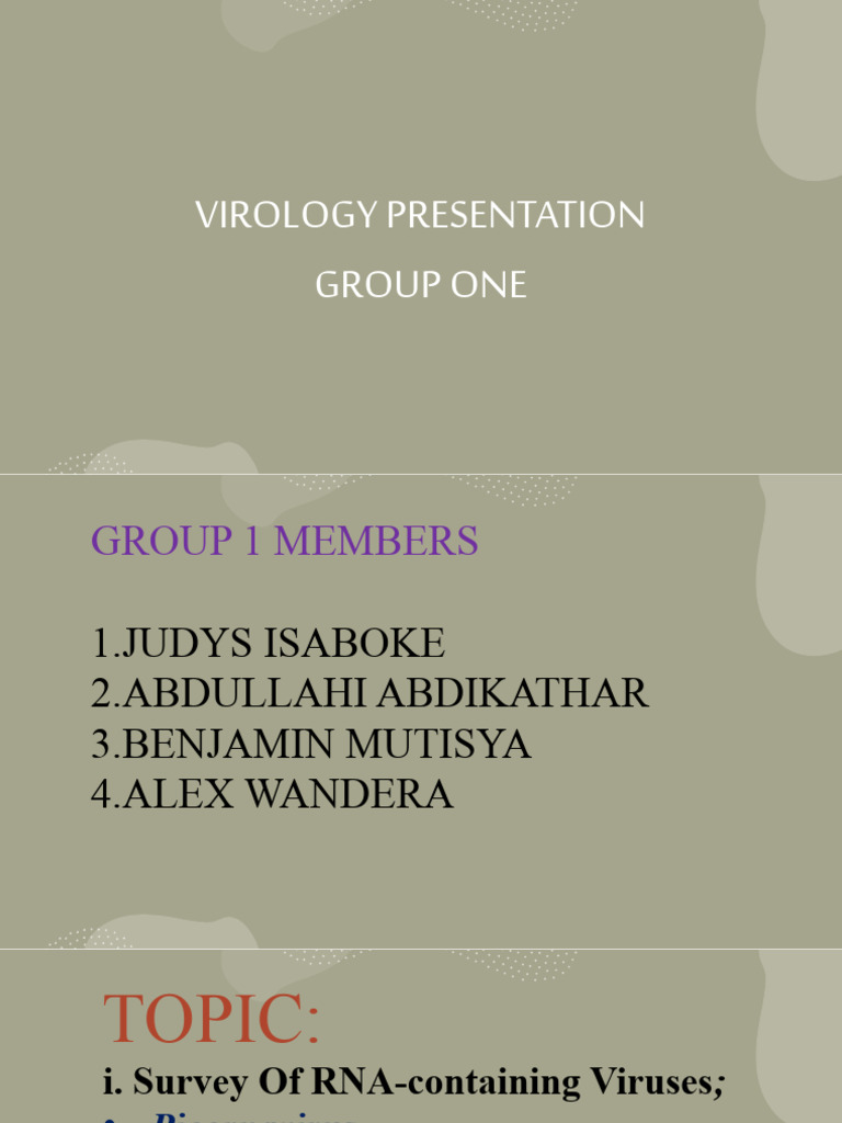 Virology 1 Presentation Grp1 | PDF | Virus | Diseases And Disorders