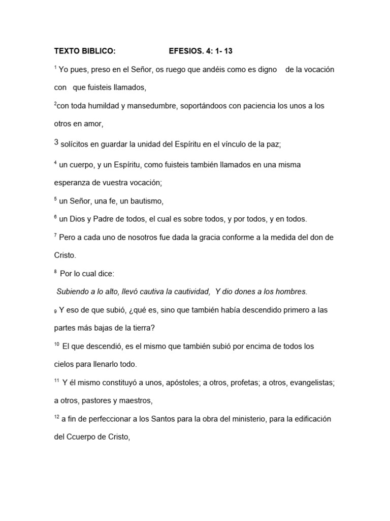 BOSQUEJO SINTETICO efesios 4-esss | PDF | Pablo el apóstol | Cristo (título)