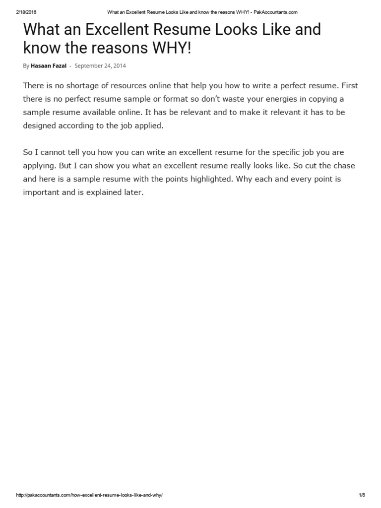 What An Excellent Resume Looks Like and Know The Reasons WHY ...