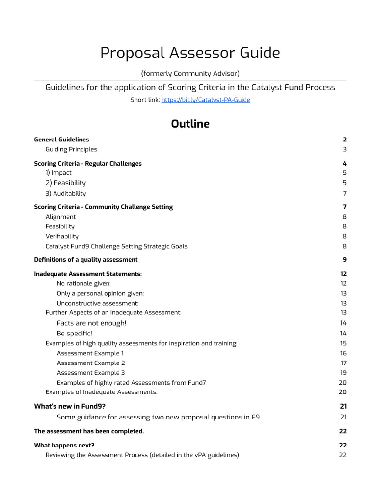 Catalyst Proposal Assessor Guide | PDF | Expert | Knowledge