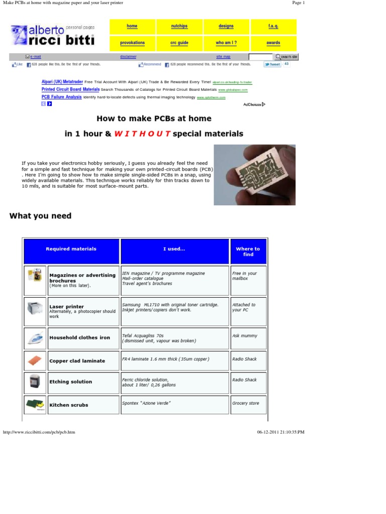 DIY PCBs with Magazine Paper | PDF | Printed Circuit Board | Printer ...