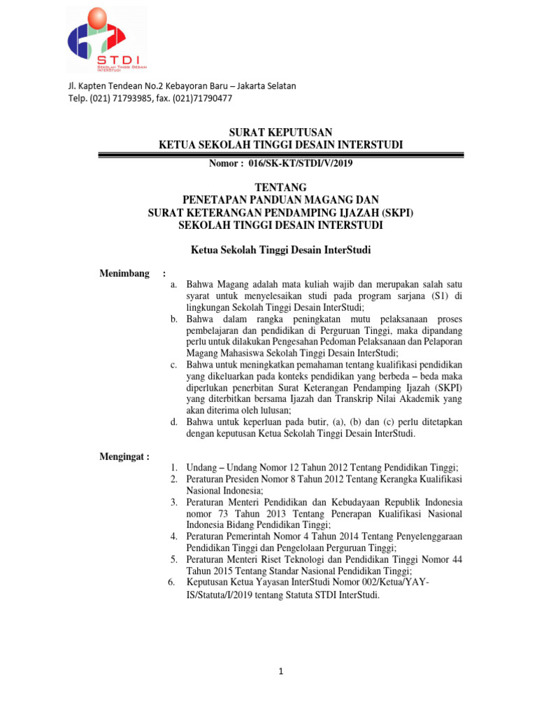 16 SK PENETAPAN PANDUAN MAGANG DAN SURAT KETERANGAN PENDAMPING IJAZAH ...