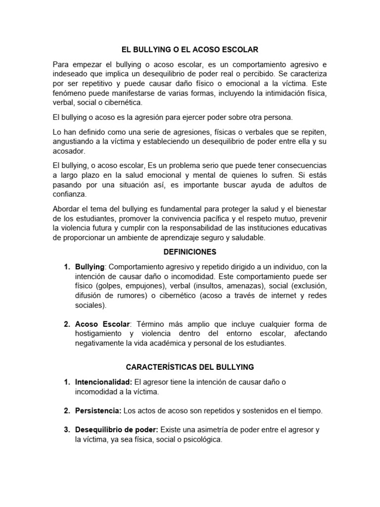 Prevención del Bullying Escolar | PDF | Agresión | Acoso cibernético