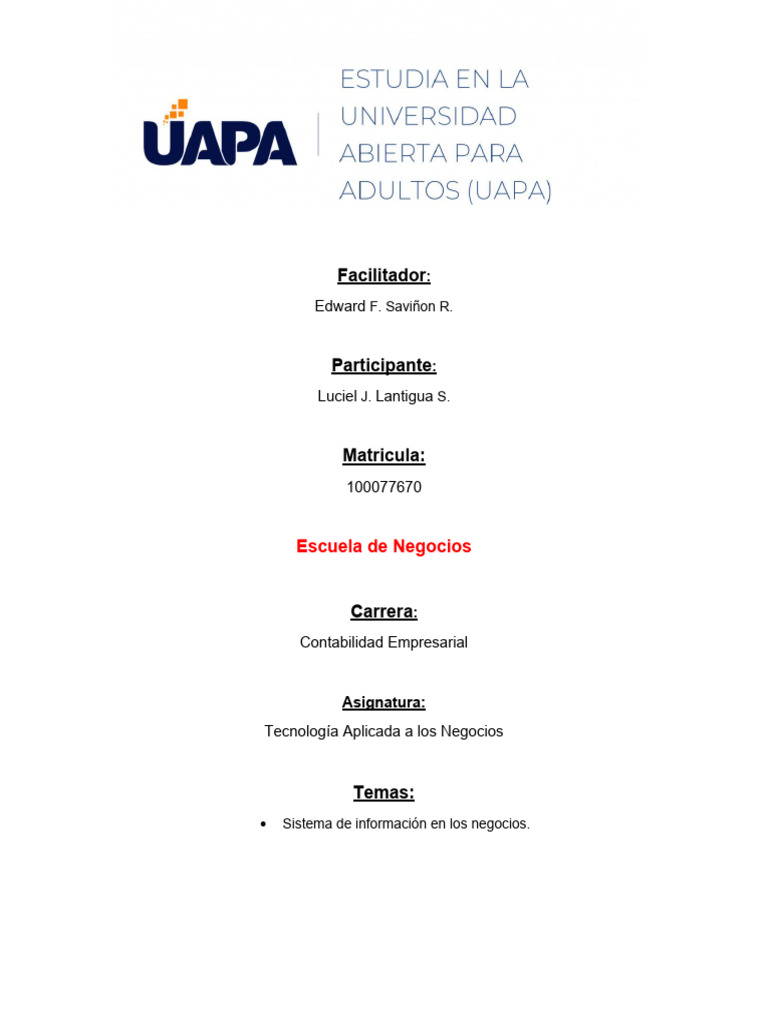 Tarea de Tecno | PDF | Business | Sistema de informacion