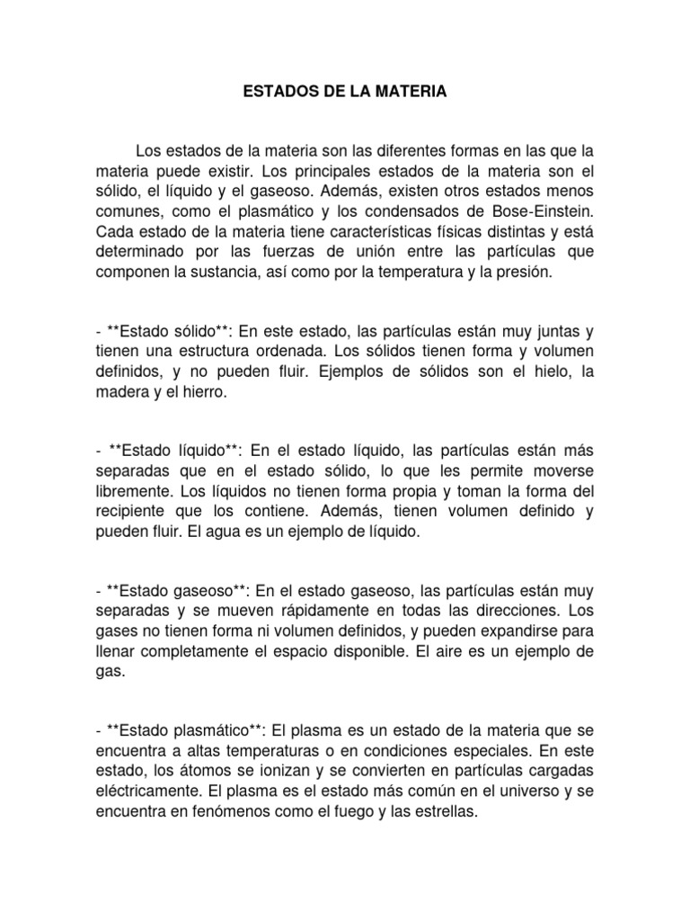 Estados de La Materia | PDF | Gases | Importar