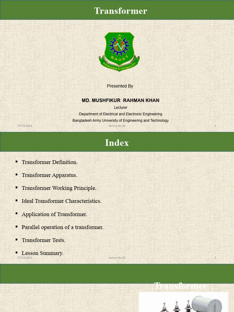 Lessson Plan 1 (Transformer) | PDF | Transformer | Electrical Engineering