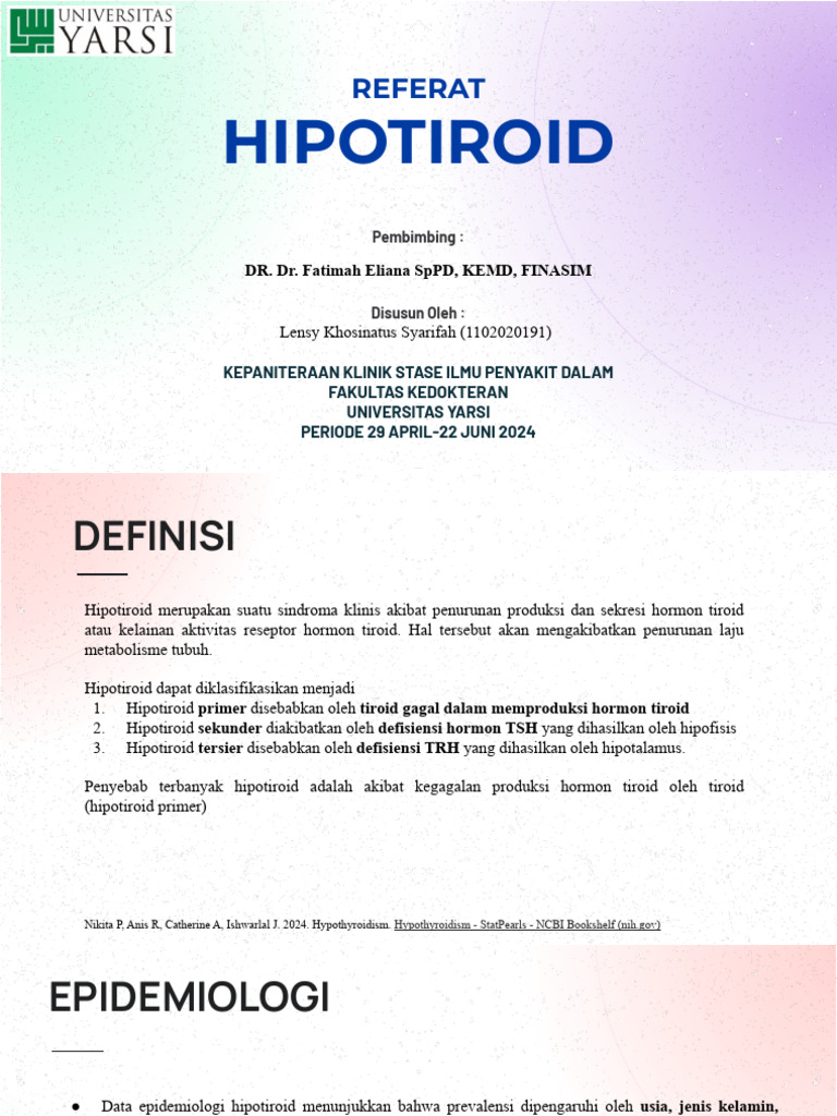 Klasifikasi Hipotiroid: Primer, Sekunder, Tersier | PDF