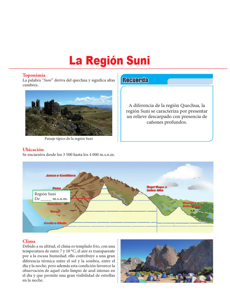 La Región Suni para Sexto Grado de Primaria | PDF | Clima templado | Clima