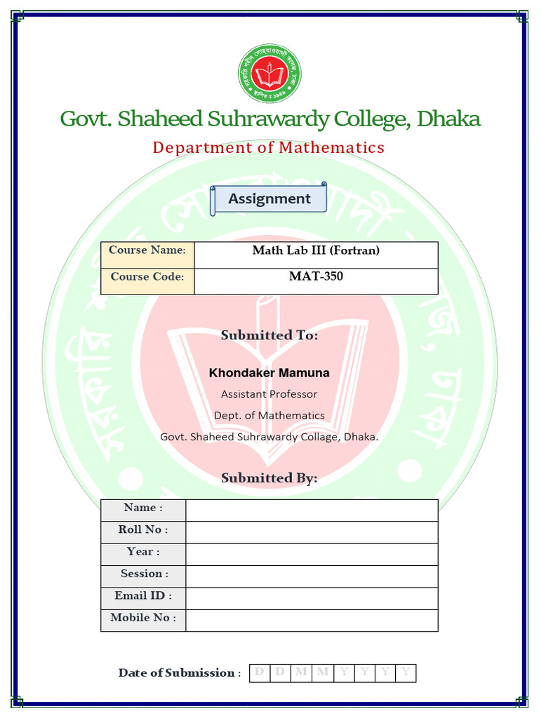 Math Lab 3 Assignment Cover | PDF