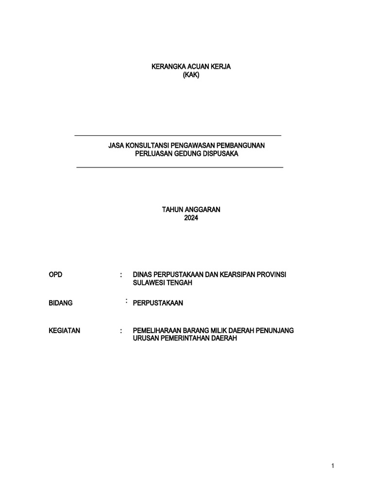 KAK Pengawas Gedung Layanan Perpustakaan - Rev | PDF