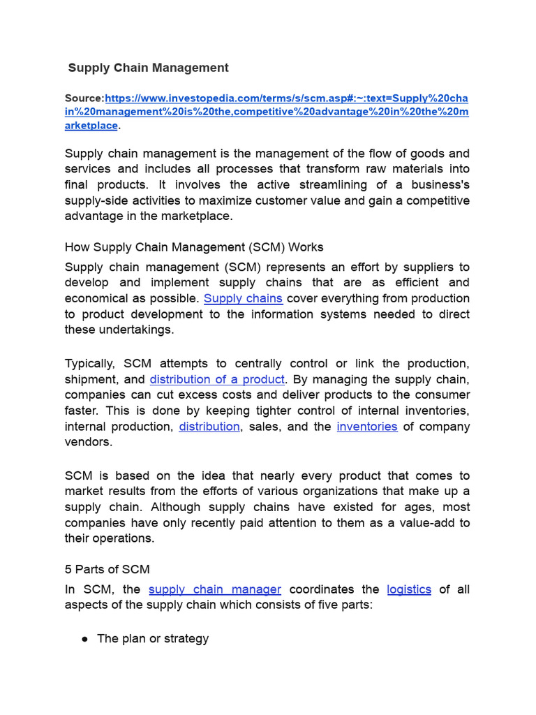 Understanding Supply Chain Management | PDF | Supply Chain Management ...