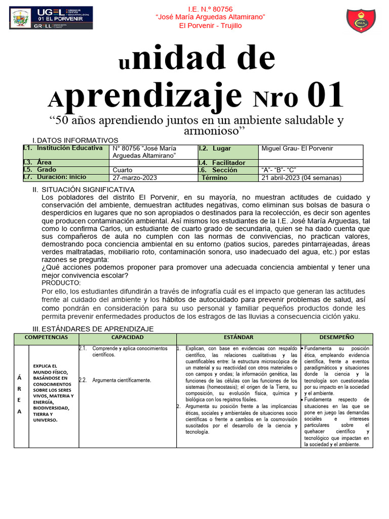 Prop Unidad Aprendiza 2024 | PDF | Aprendizaje | Evaluación