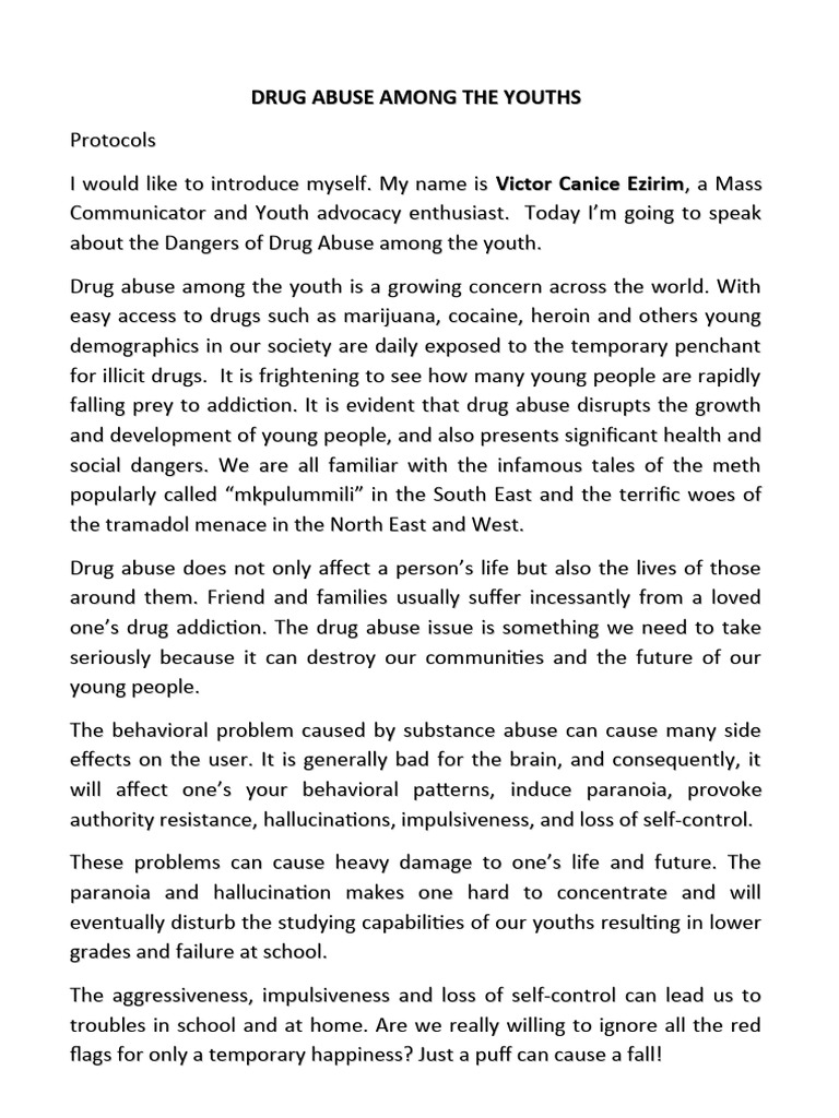 Youth Drug Abuse: Dangers and Impact | PDF | Substance Abuse | Drugs