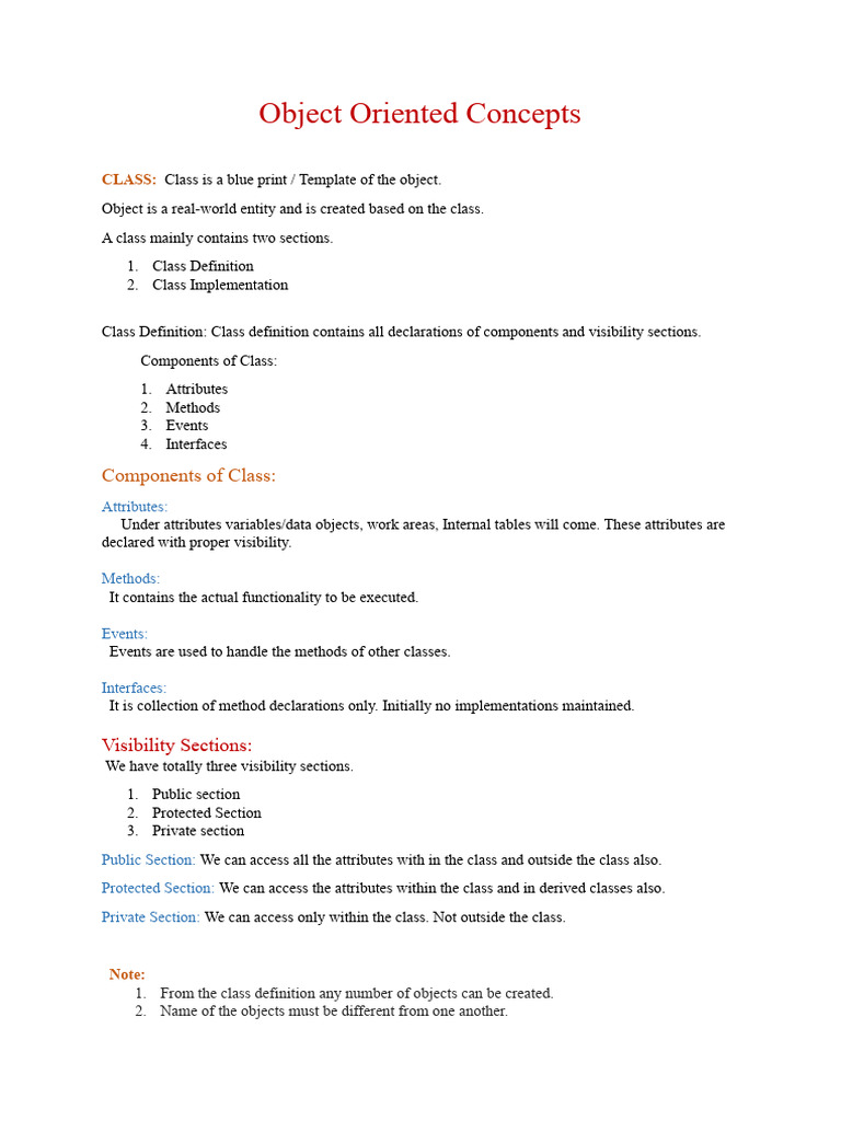 Object-Oriented Programming Concepts | PDF | Class (Computer Programming) | Method (Computer ...