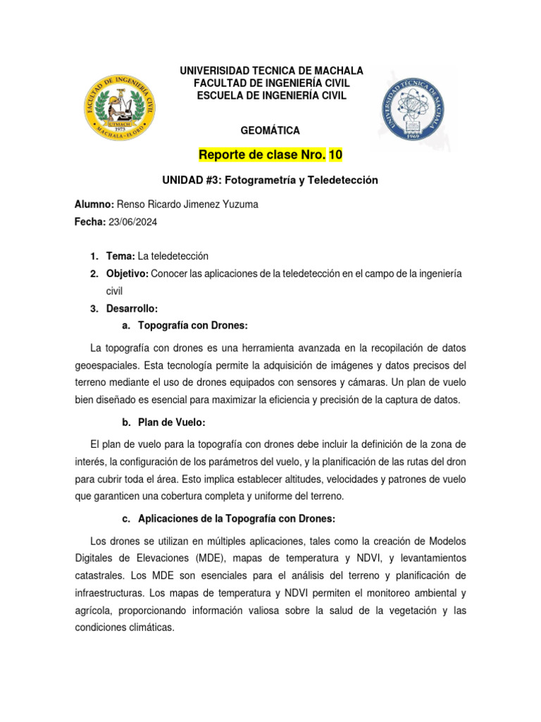 Reporte de Clase Nro10 R Ricardo Jimenez Y | PDF | Sensores remotos ...