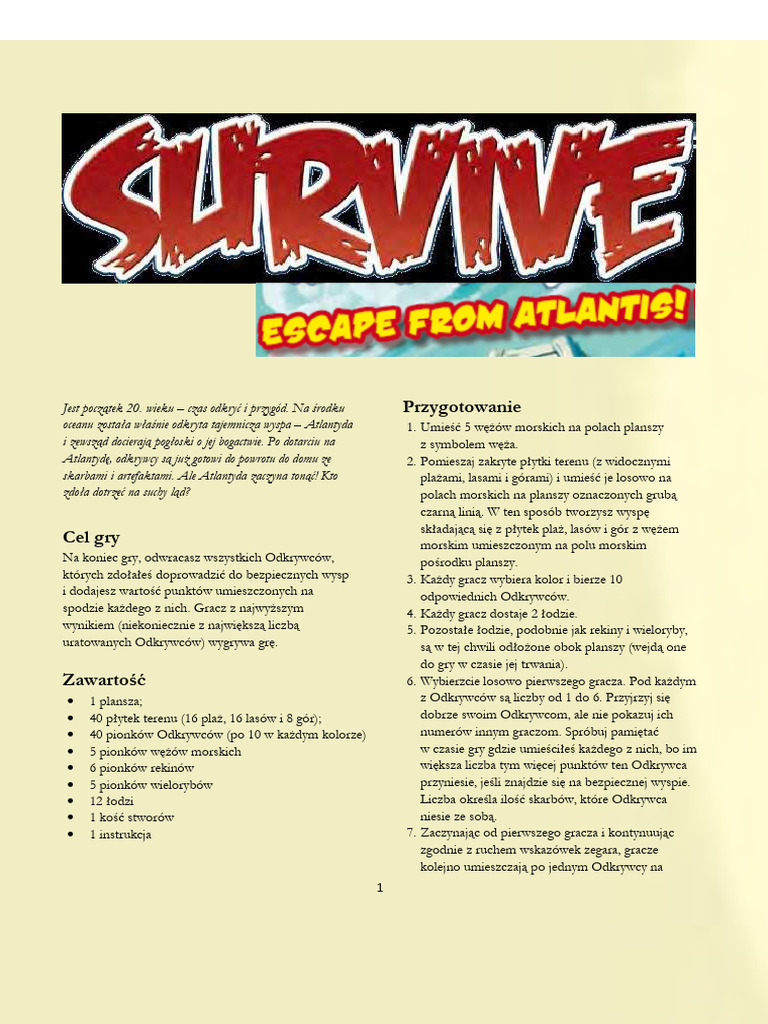 Survive - Escape From Atlantis PL | PDF
