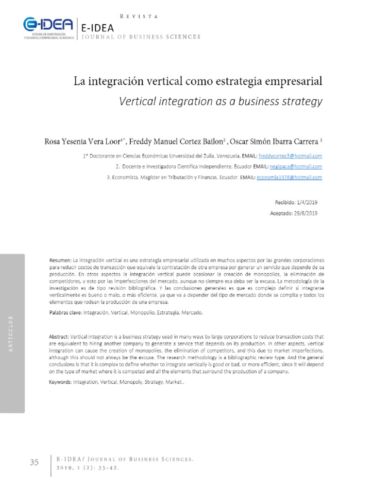 La Integración Vertical Como Estrategia Empresarial | PDF