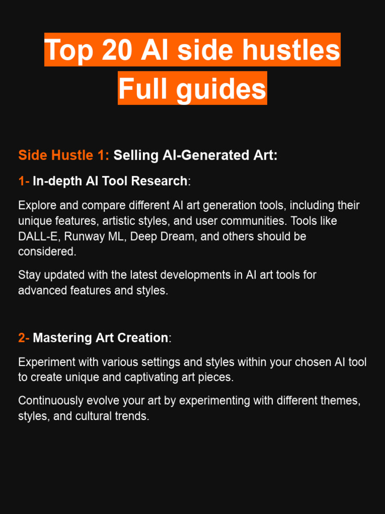 Top 20 AI Side Hustles for 2024 | PDF | Artificial Intelligence ...