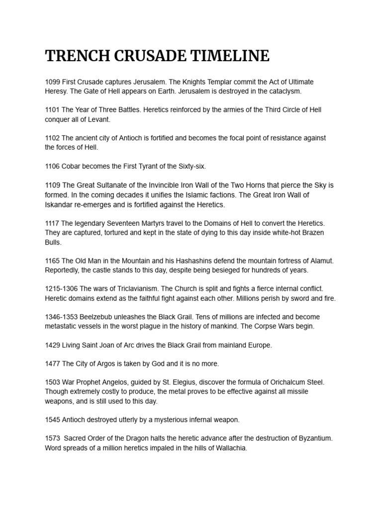 Trench Crusade Timeline | PDF | Fortification | Crusades